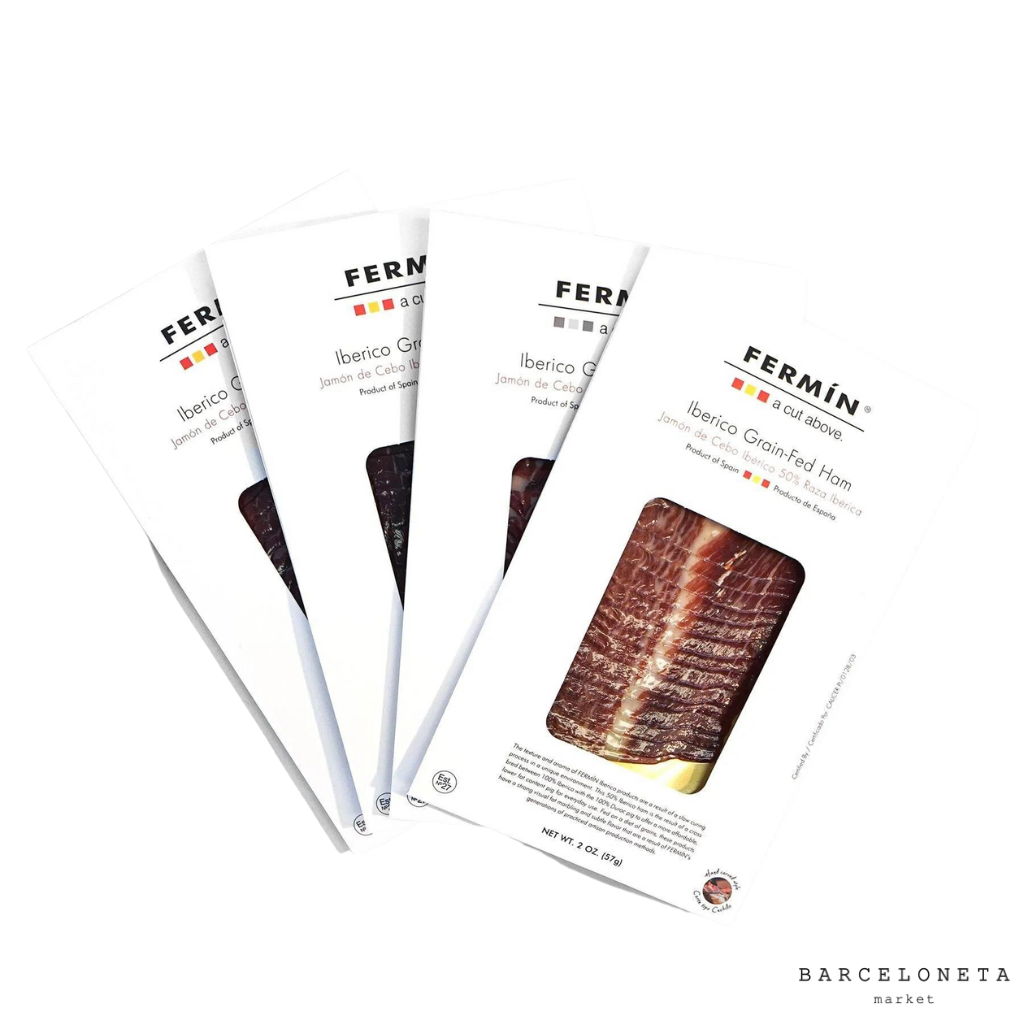 Iberico grain-fed ham Fermin 2 oz - 4 packs x 50 | Iberico ham ...