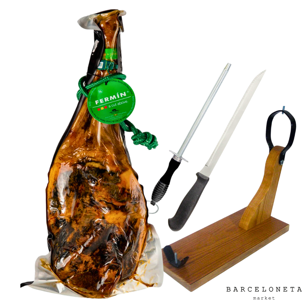 Ultimate Iberico Ham Carving Set - Premium Shoulder Ham, Cuenca Knife ...